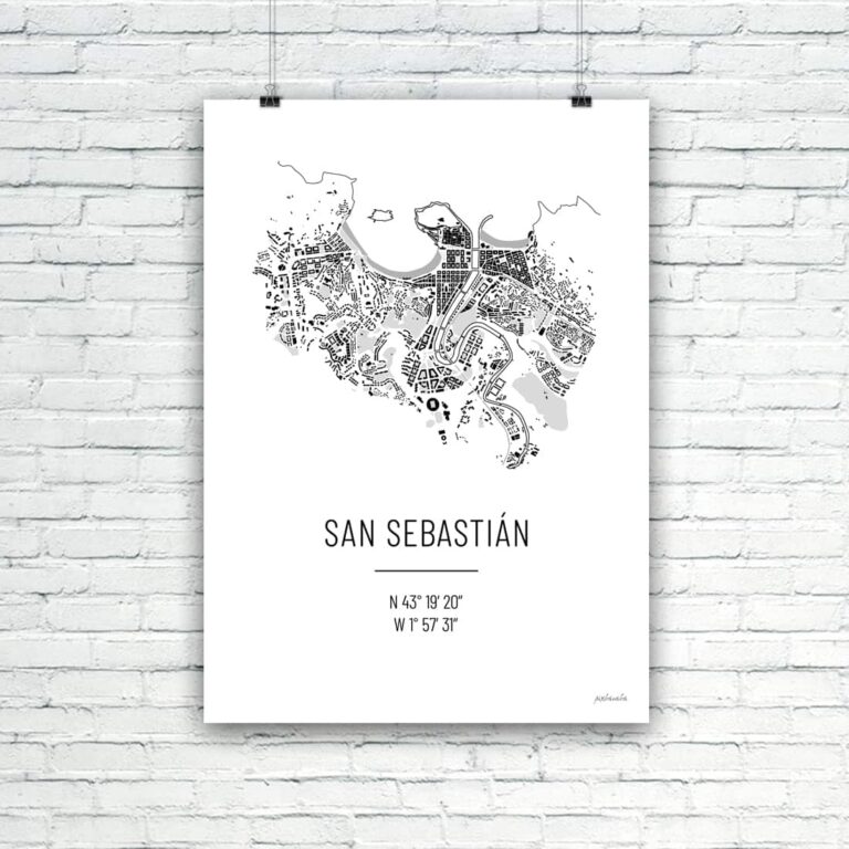 Mapa San Sebastián blanco | Pixkanaka Ilustración